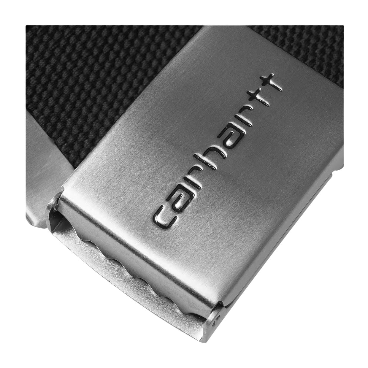 Cintura Uomo Carhartt Wip Clip Belt Chrome Nero su Brubaker Store