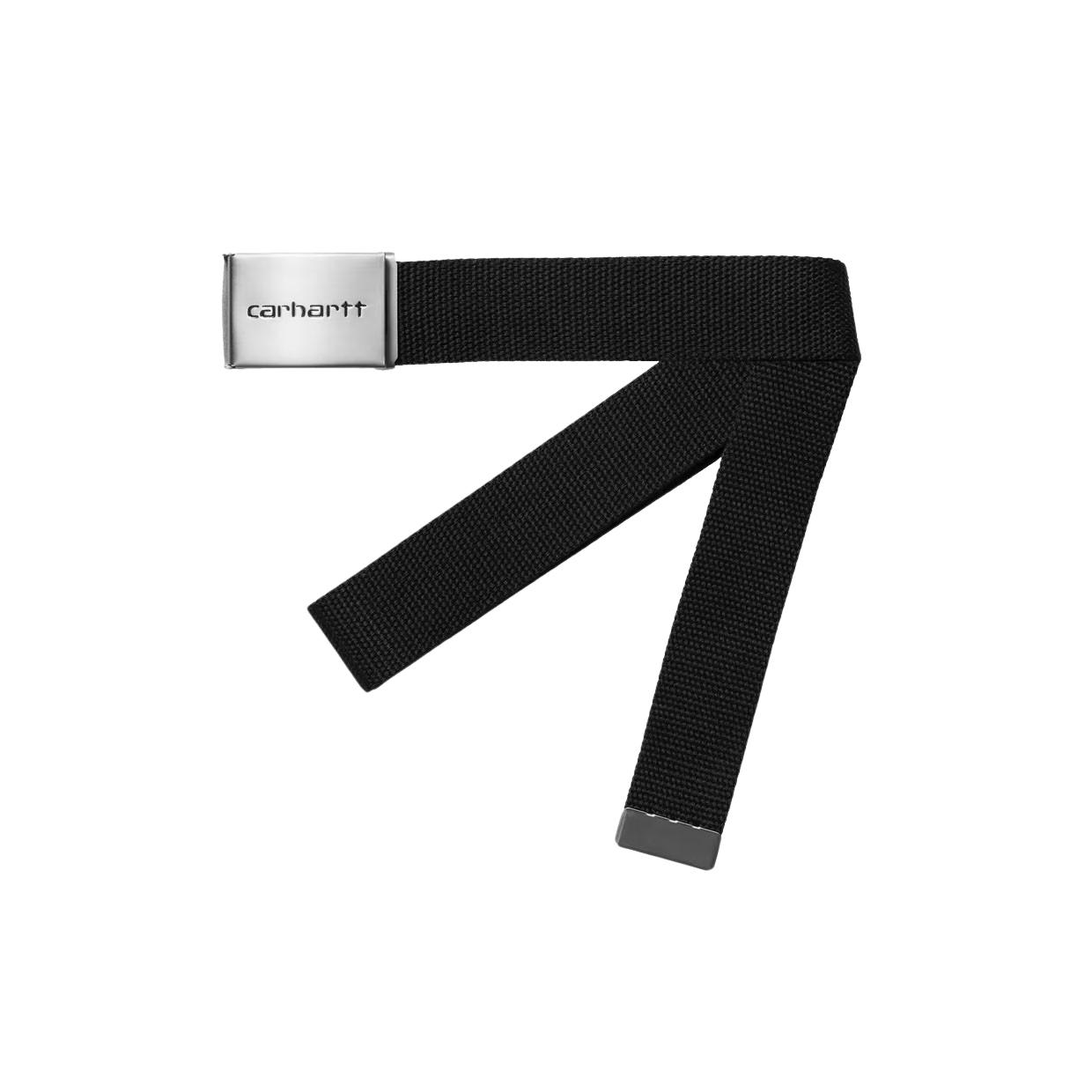 Cintura Uomo Carhartt Wip Clip Belt Chrome Nero su Brubaker Store