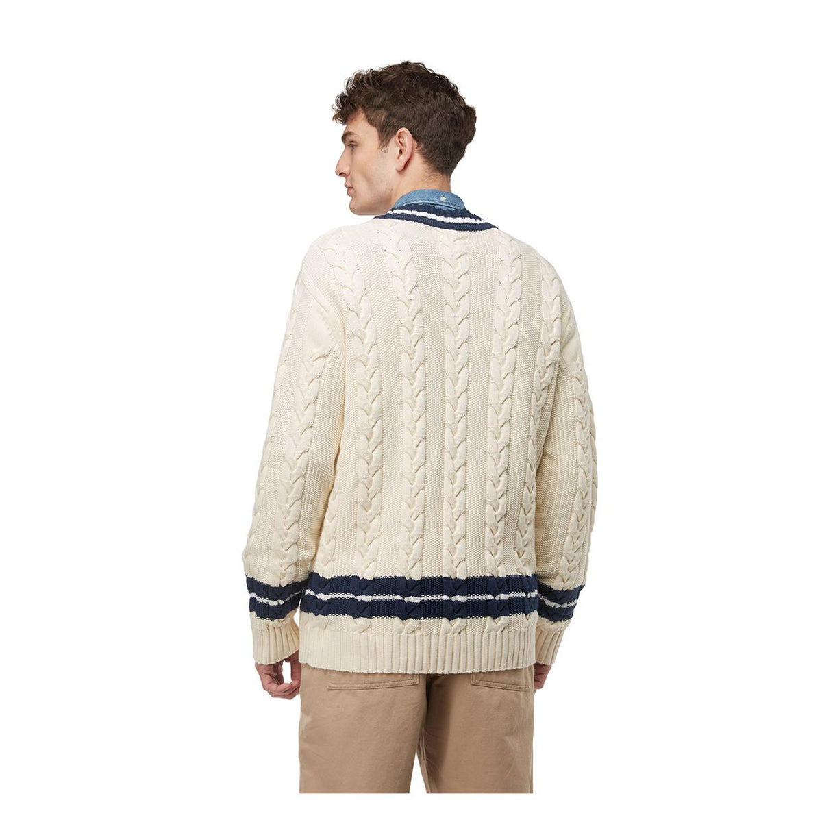 Cable Cardigan Baracuta Bianco Sporco su Brubaker Store