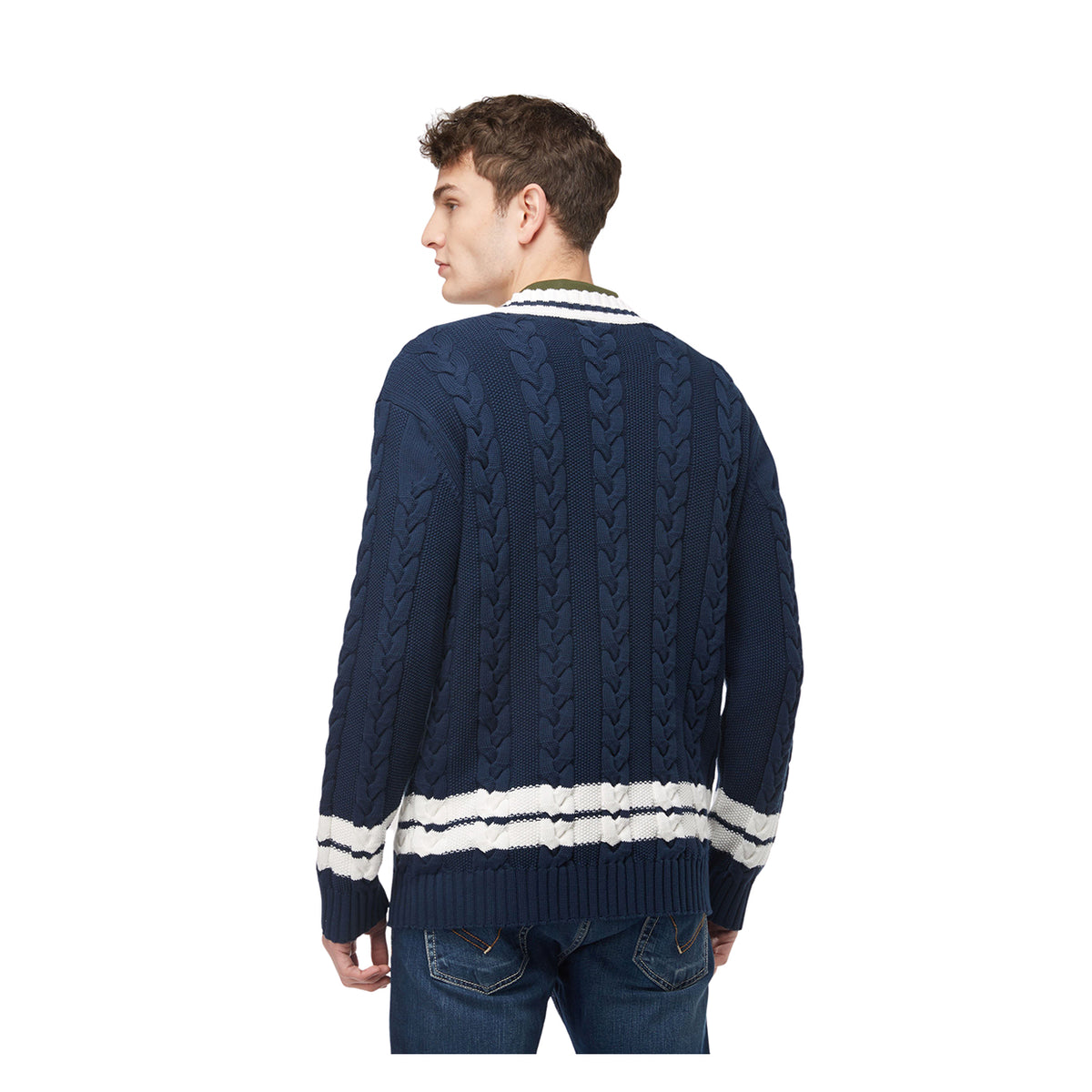 Cable Cardigan Baracuta Blu Navy su Brubaker Store